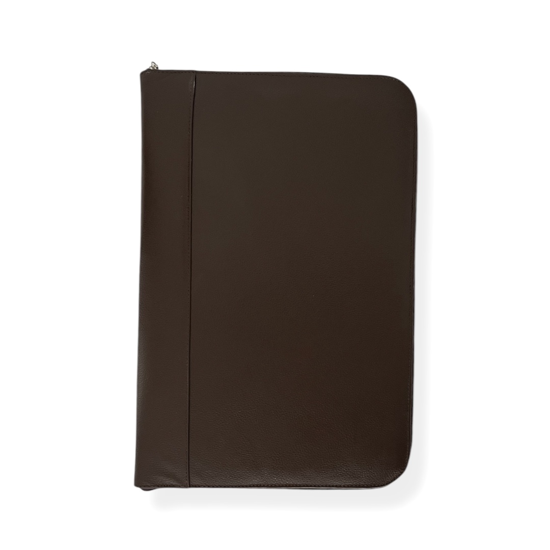 Carpeta café de piel oficio A4 - Portafolios de piel. Bolsos para hombres.
